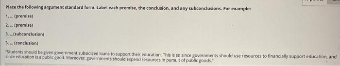 Solved Place the following argument standard form. Label | Chegg.com