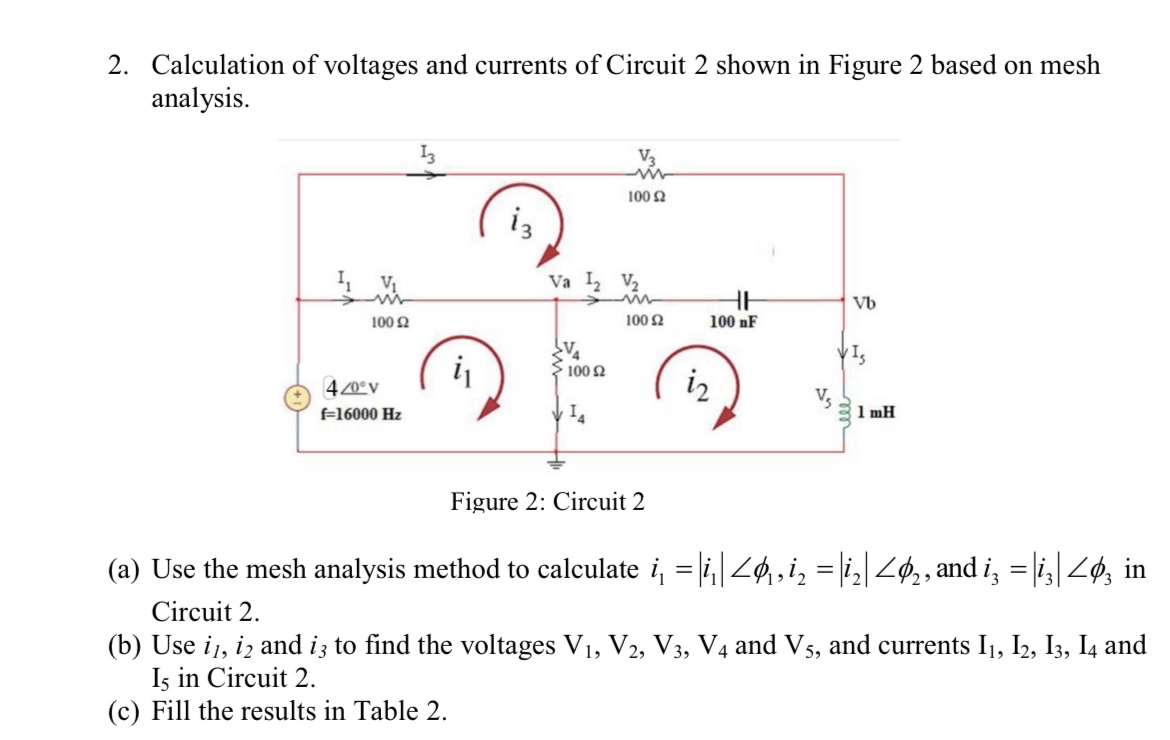 Calculation of voltages and currents of Circuit 2 | Chegg.com
