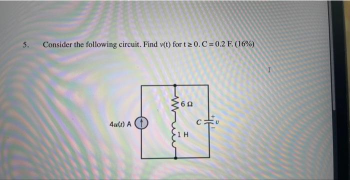Solved 5. Consider the following circuit. Find v(t) for | Chegg.com