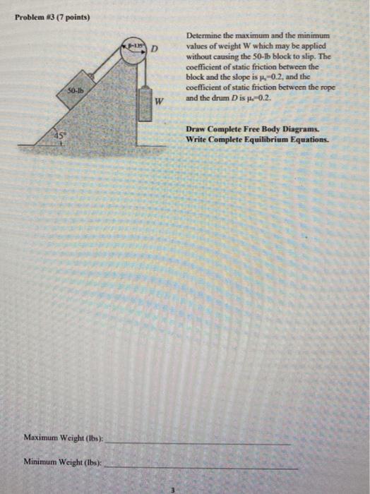 Solved Problem #3 (7 points) D Determine the maximum and the | Chegg.com
