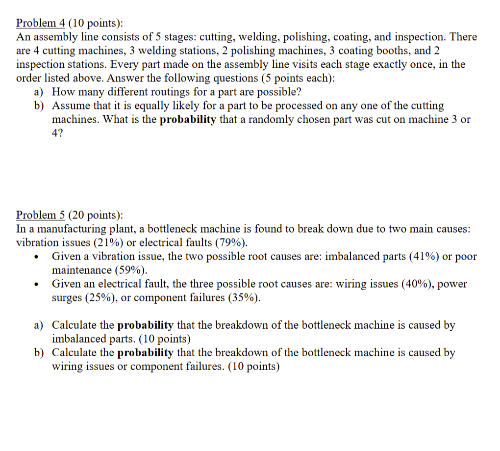 Solved Problem 4 (10 ﻿points):An assembly line consists of 5 | Chegg.com