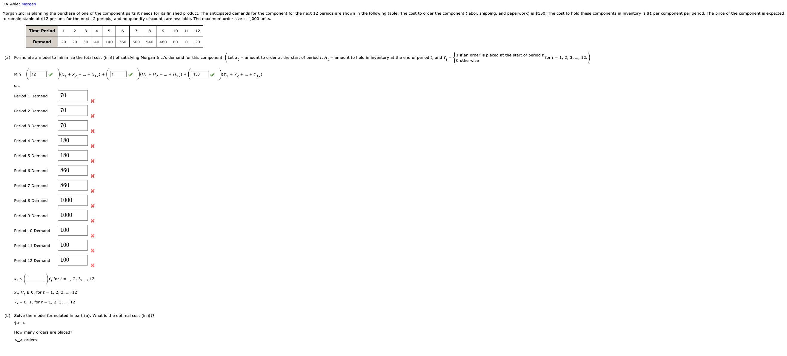 Solved DATAfile: Morgan to remain stable at \( \$ 12 \) ﻿per | Chegg.com