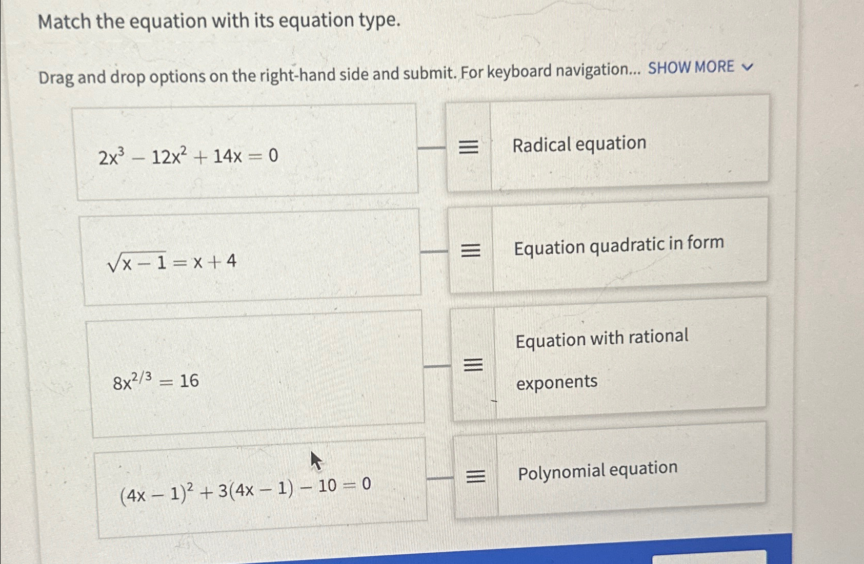 Solved Match the equation with its equation type.Drag and | Chegg.com