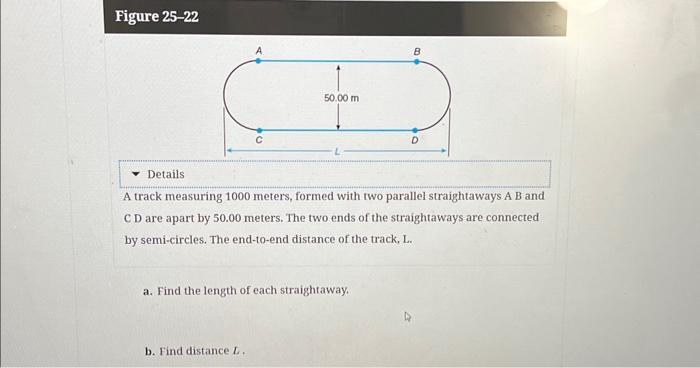 Solved Details A track measuring 1000 meters, formed with | Chegg.com