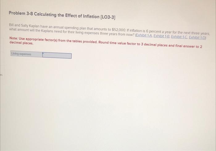 Solved Problem 3-8 Calculating the Effect of Inflation | Chegg.com