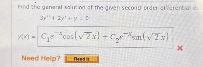 Solved Find the general solution of the given second-order | Chegg.com