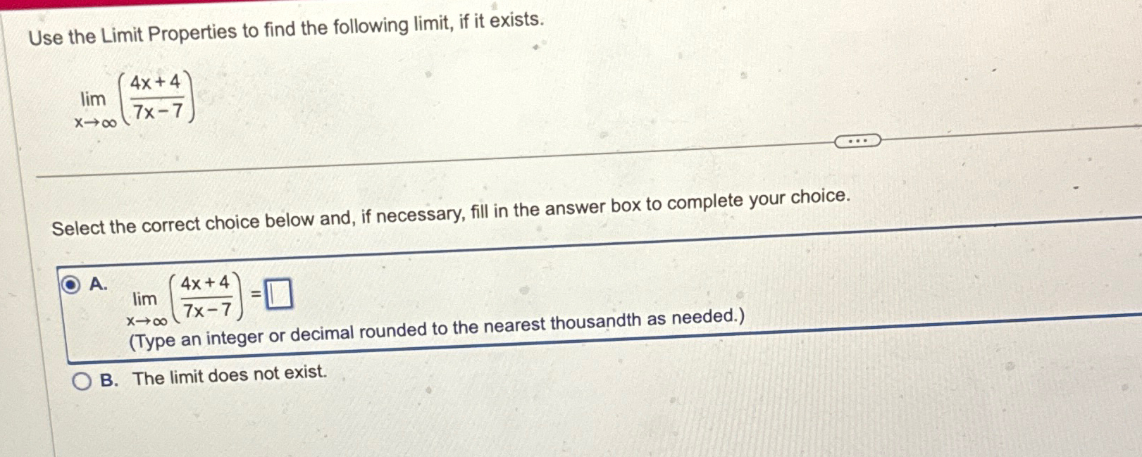 Solved Use the Limit Properties to find the following limit, | Chegg.com