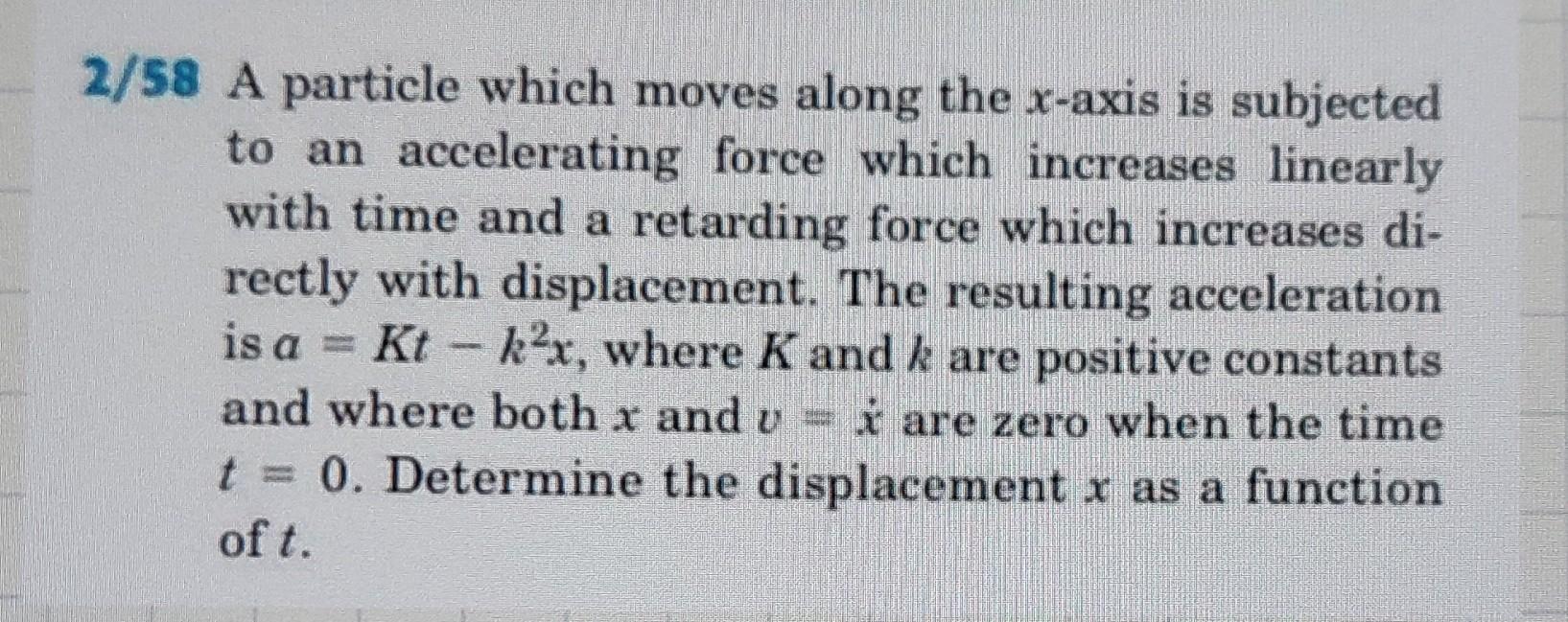 Solved /58 A particle which moves along the x-axis is | Chegg.com
