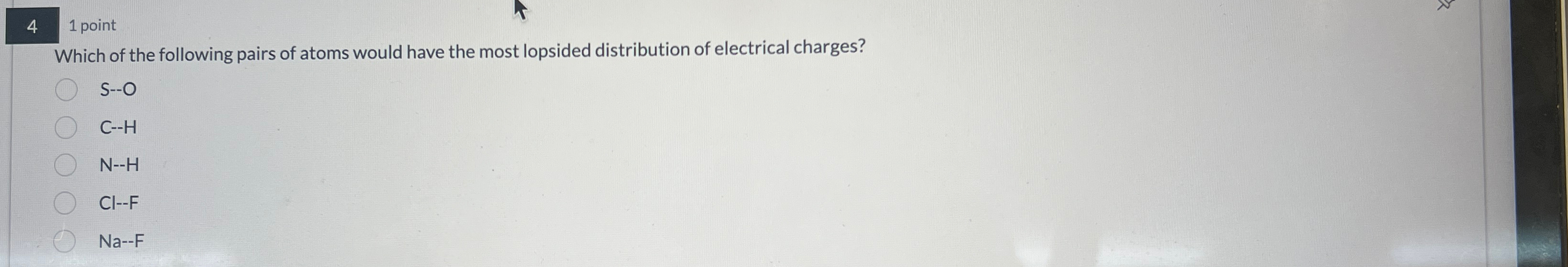 Solved 41 ﻿pointWhich of the following pairs of atoms would | Chegg.com