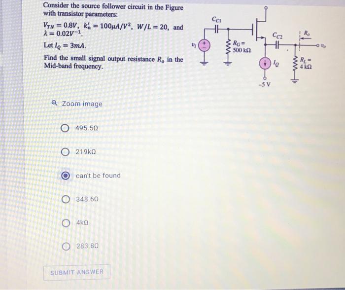 Solved Ссі Consider the source follower circuit in the | Chegg.com