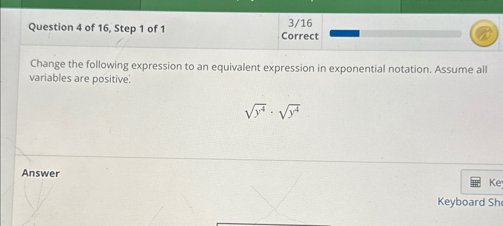 Solved Question 4 ﻿of 16, ﻿Step 1 ﻿of 13/16CorrectChange the | Chegg.com