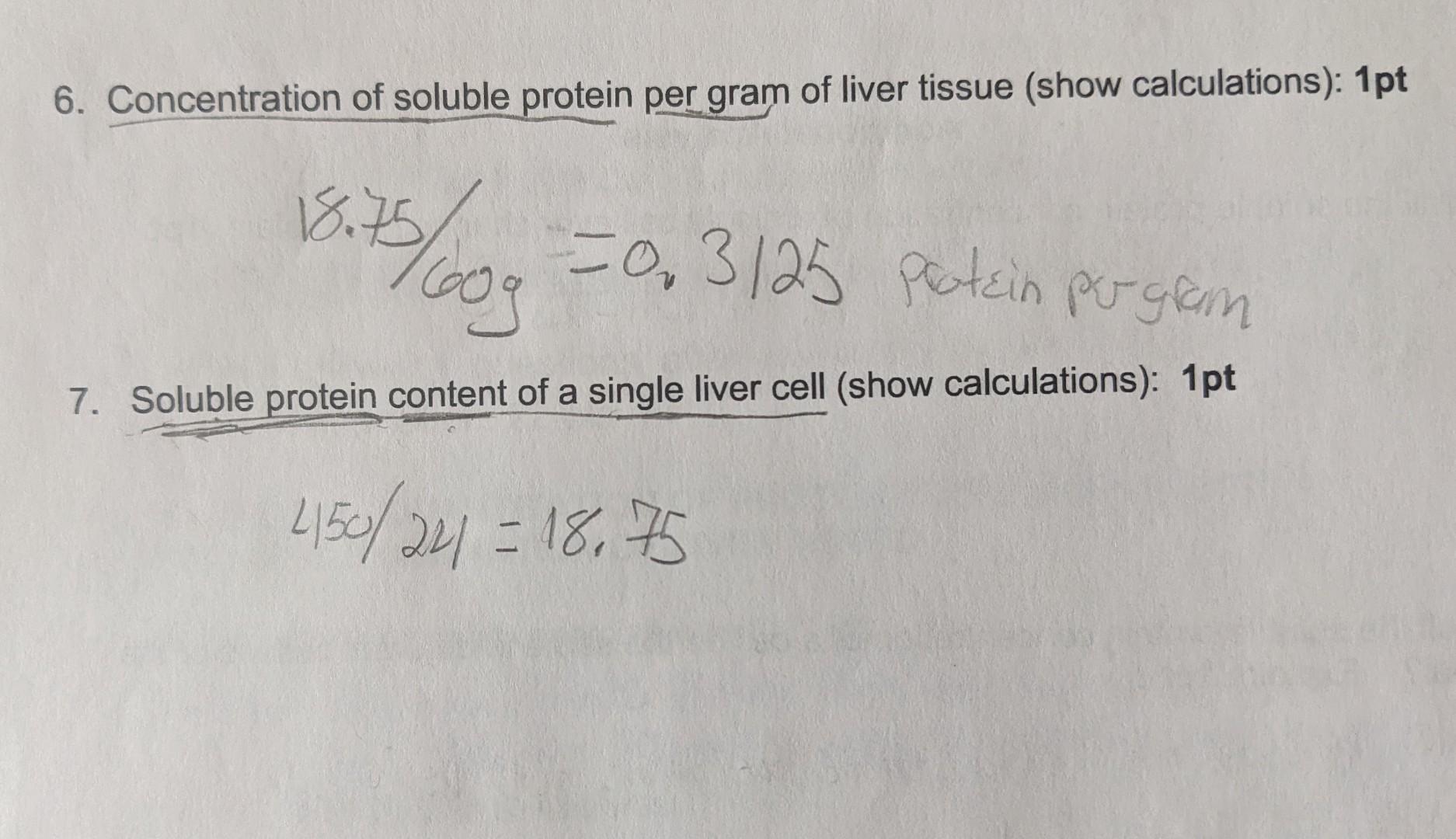 Solved 4. Protein Extraction from Liver Homogenate Quantity | Chegg.com