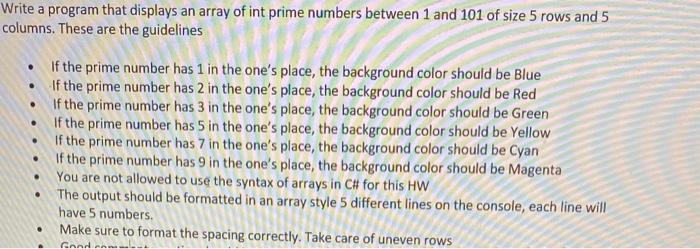 Solved Nrite A Program That Displays An Array Of Int Prime