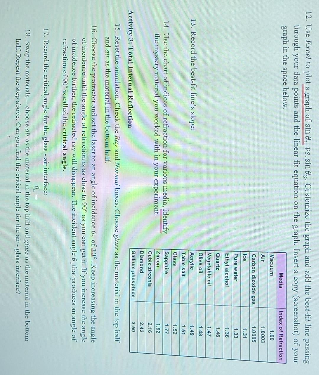 Solved 9. Reset the simulation. Check the Ray and Normal | Chegg.com
