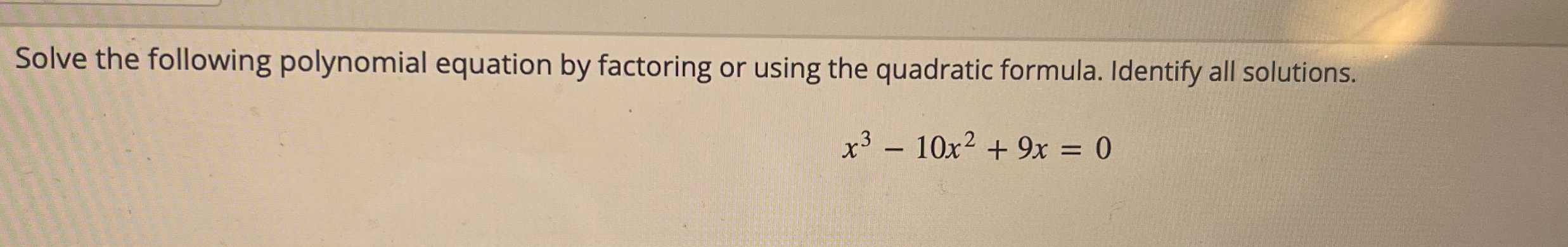 Solved Solve the following polynomial equation by factoring | Chegg.com