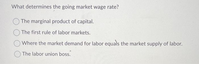 Solved What determines the going market wage rate? The | Chegg.com