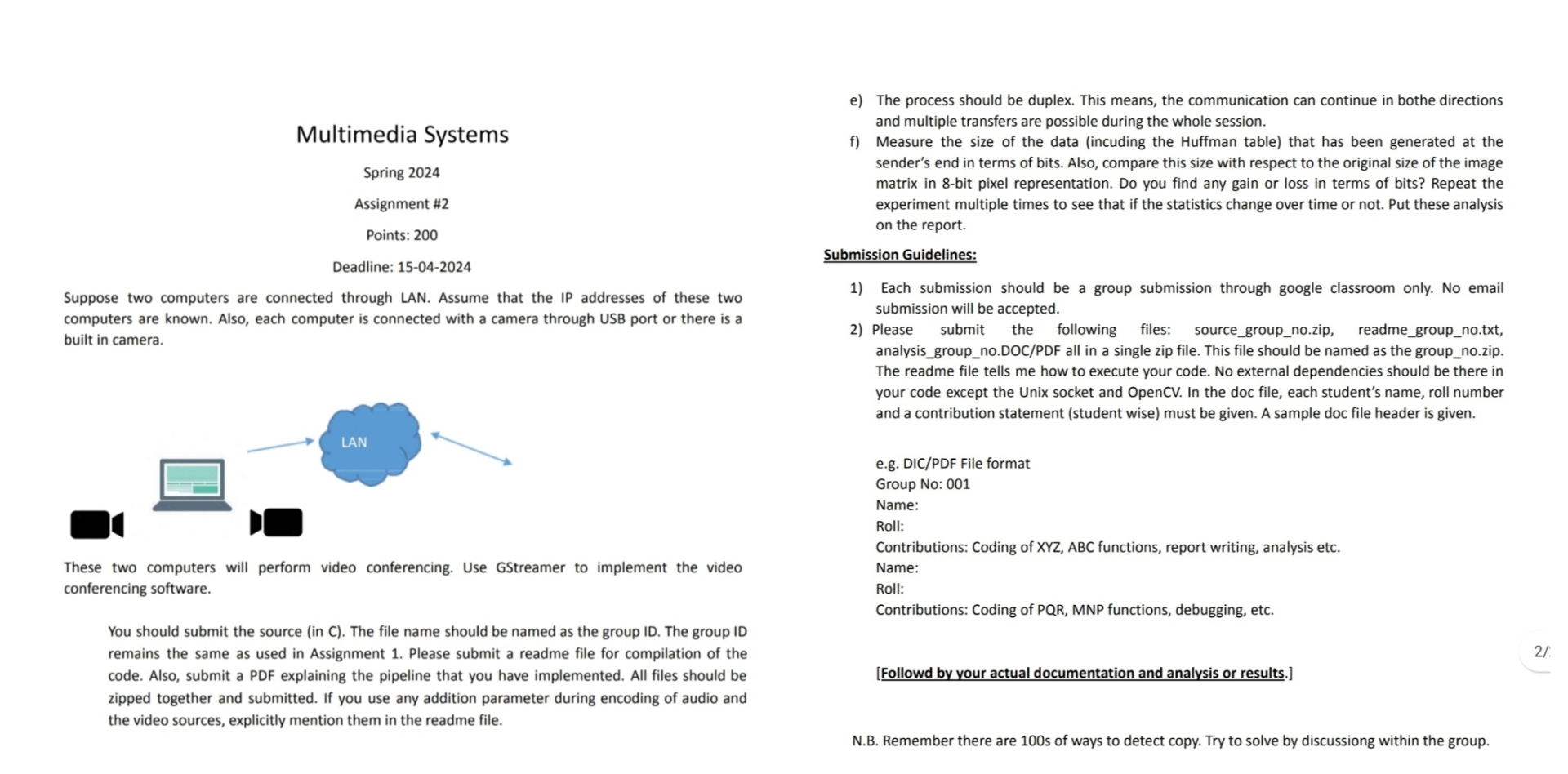 Solved Course: Multimedia Systems.See the image and complete | Chegg.com