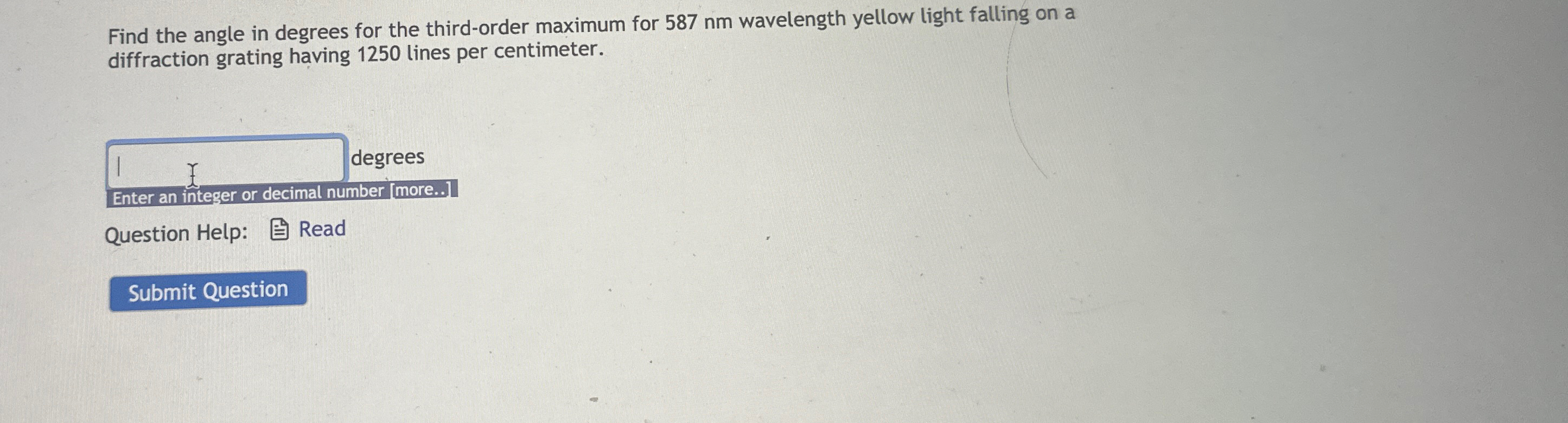 Solved Find the angle in degrees for the third-order maximum | Chegg.com