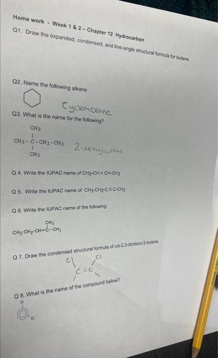 Solved Home work - Week 1&2 - Chapter 12 Hydrocarbon Q1. | Chegg.com