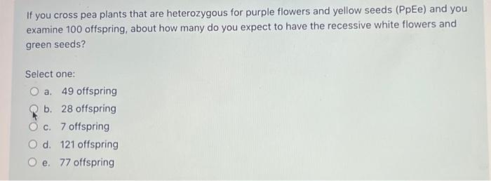 Solved If you cross pea plants that are heterozygous for | Chegg.com