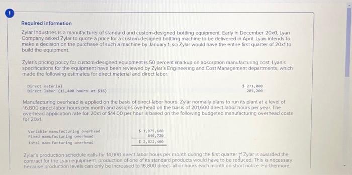 Solved Required information Zylar Industries is a | Chegg.com