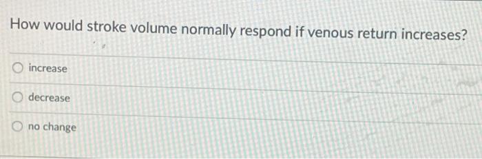 Solved How would stroke volume normally respond if venous | Chegg.com