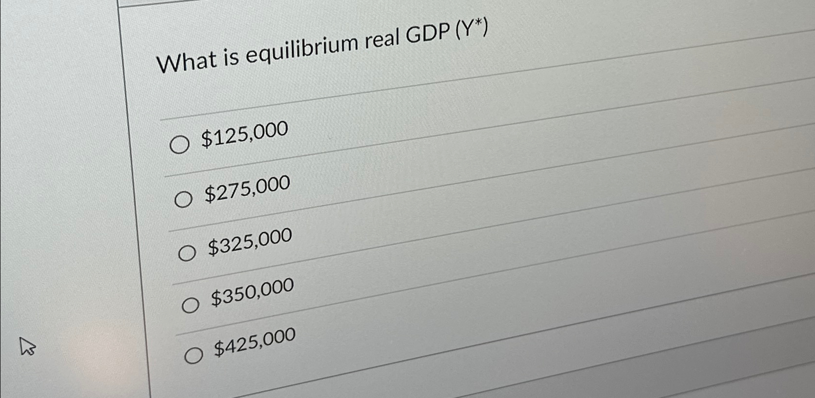 Solved What is equilibrium real GDP (Y**)\table[[$125,000 | Chegg.com