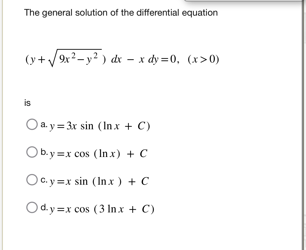 Solved The general solution of the differential | Chegg.com