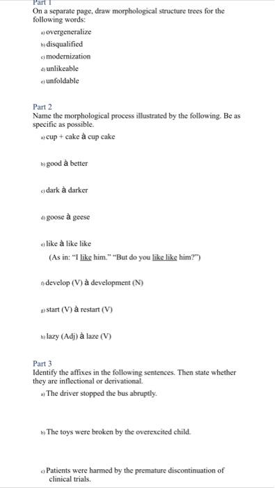 Solved On a separate page, draw morphological structure | Chegg.com