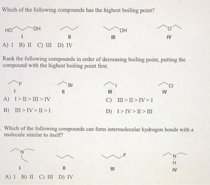 Solved Which of the following compounds has the highest | Chegg.com