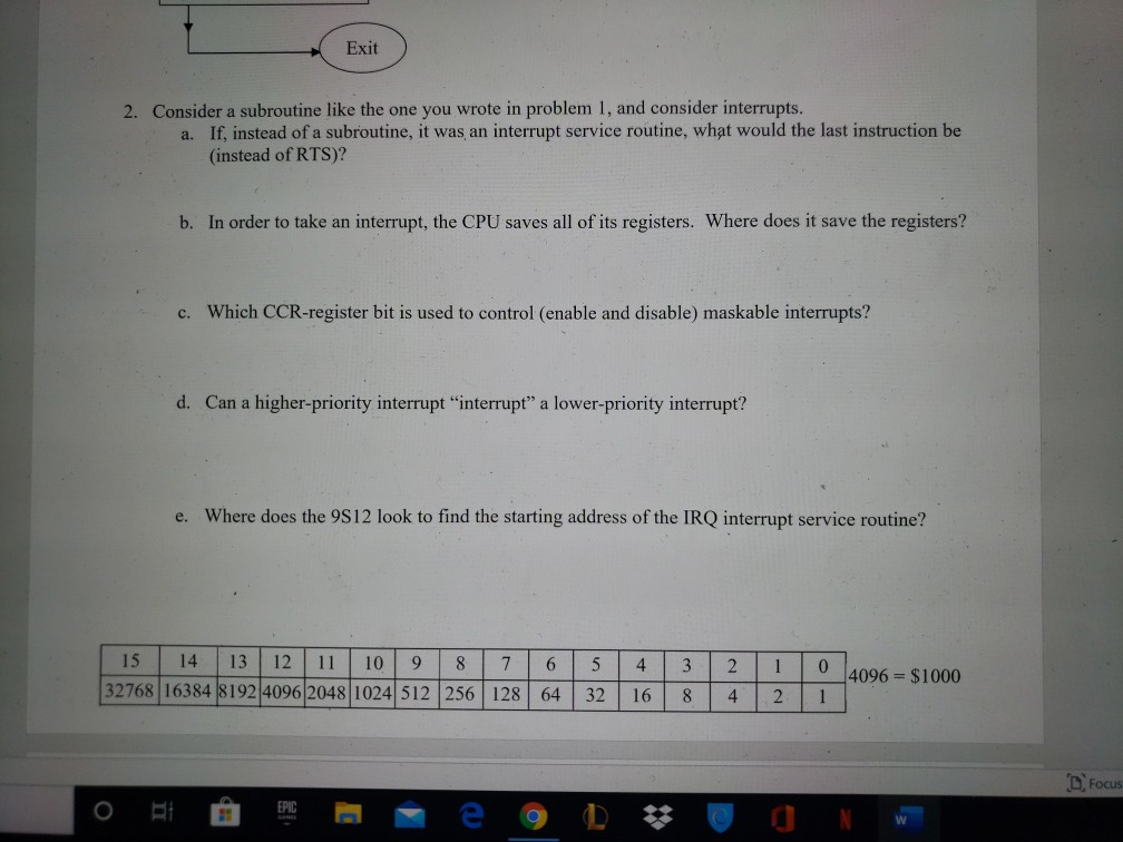 Solved Exit 2. Consider a subroutine like the one you wrote | Chegg.com