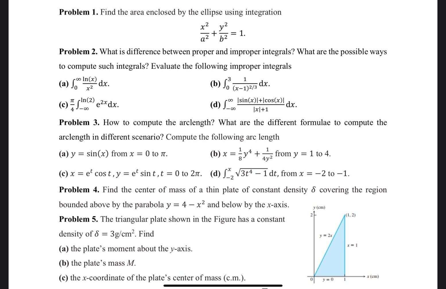 Solved Problem 1. ﻿Find the area enclosed by the ellipse | Chegg.com