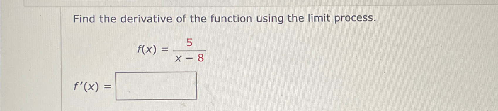 Solved Find the derivative of the function using the limit | Chegg.com