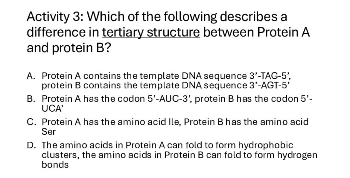 Solved Activity 3: Which of the following describes a | Chegg.com