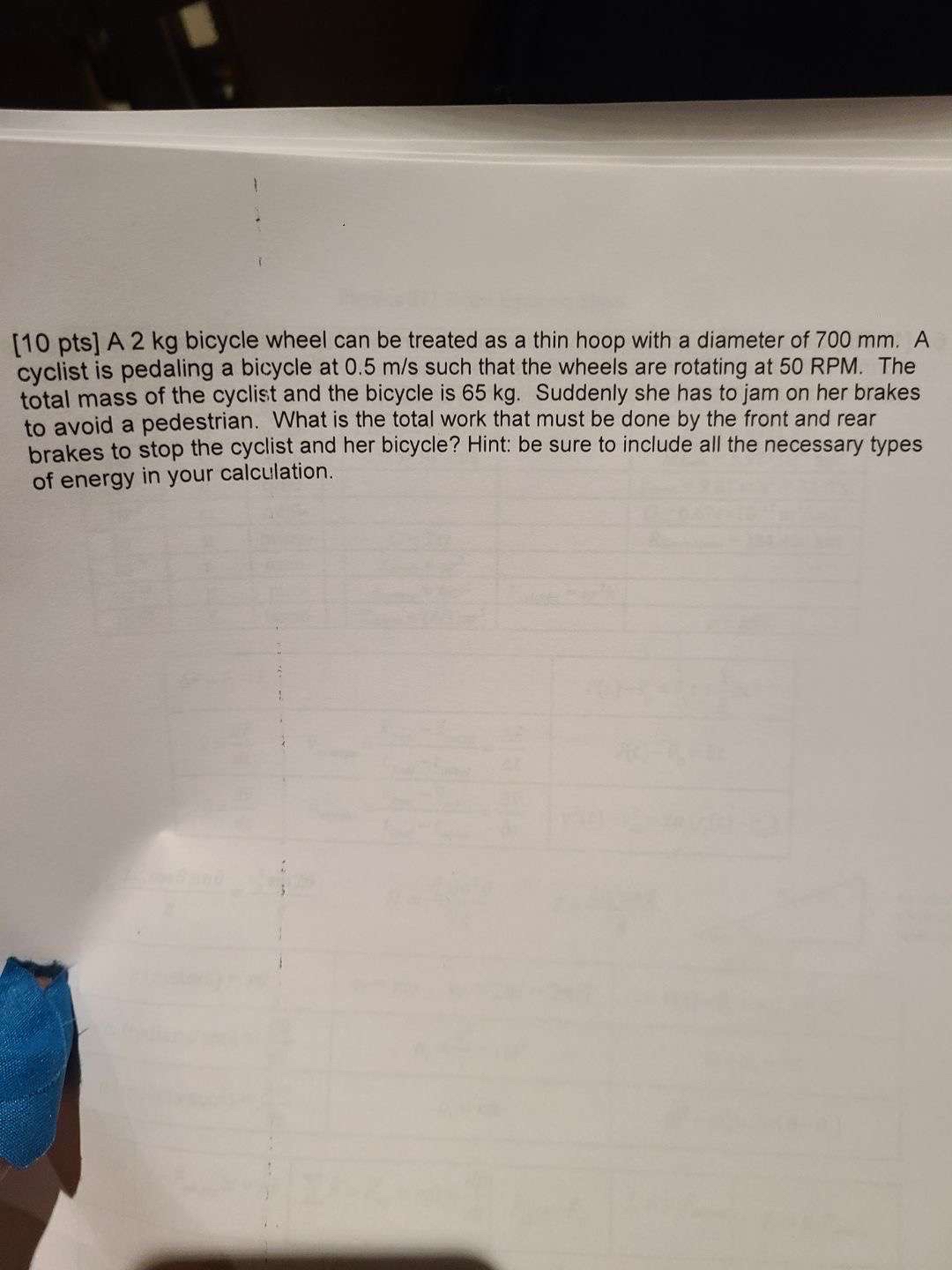 Solved [10 ﻿pts] ﻿A 2kg ﻿bicycle wheel can be treated as a | Chegg.com