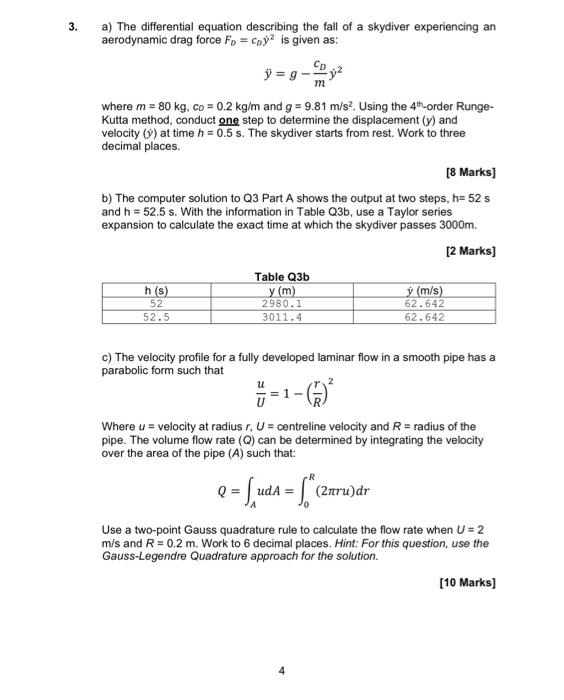 Solved 3. a) The differential equation describing the fall | Chegg.com