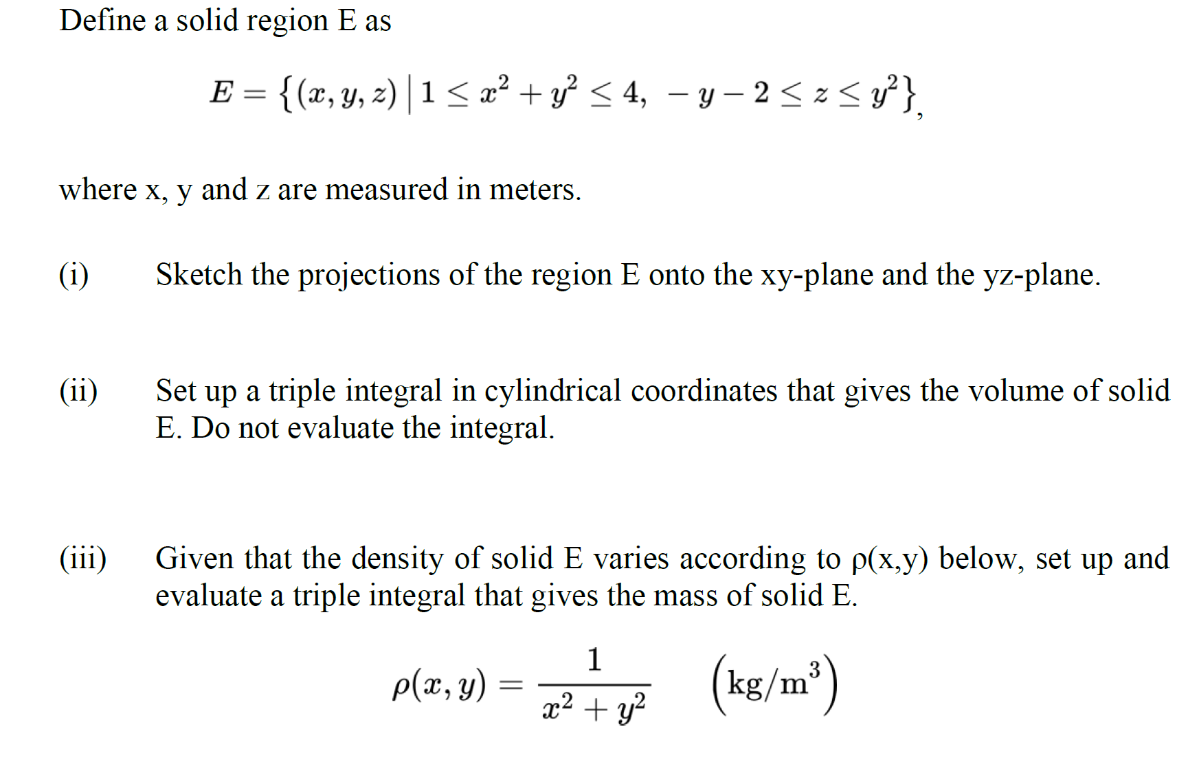 Solved Define a solid region E | Chegg.com