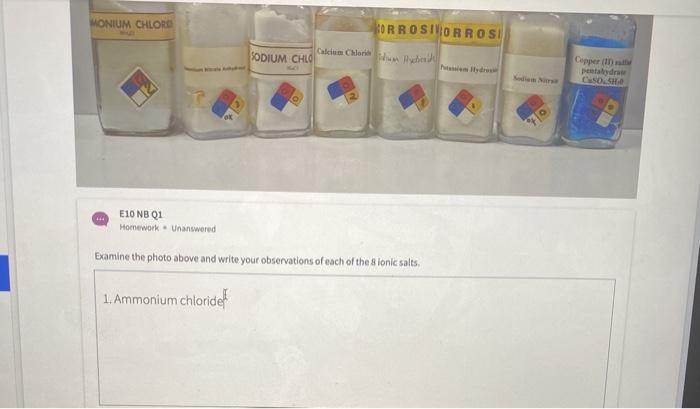 Solved MONIUM CHLORO KORROSIORROS Calcium Chlorid SODIUM | Chegg.com