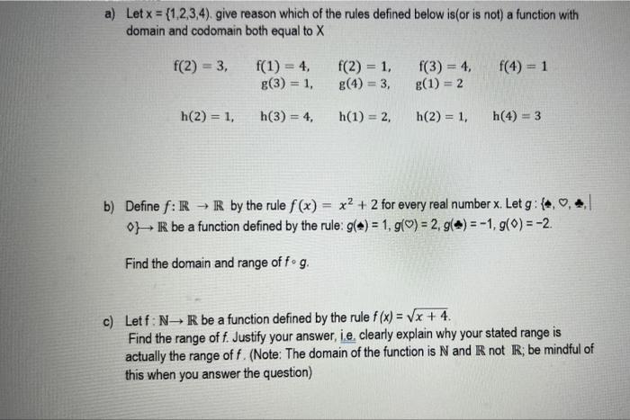 Solved a) Let x={1,2,3,4). give reason which of the rules | Chegg.com