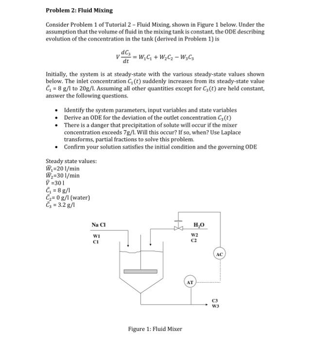 Solved Problem 2: Fluid Mixing Consider Problem 1 of | Chegg.com