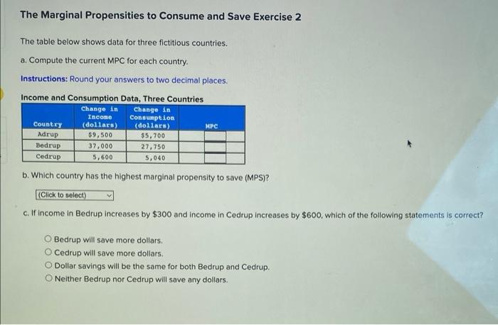 Solved The Marginal Propensities to Consume and Save | Chegg.com