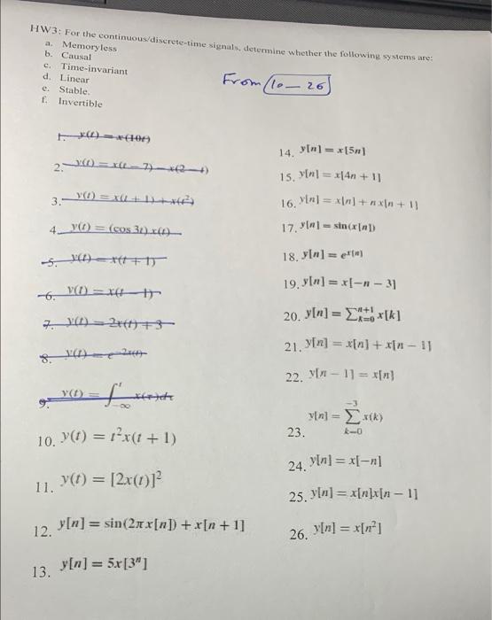 Solved HW3: For the continuous/discrete-time signals, | Chegg.com