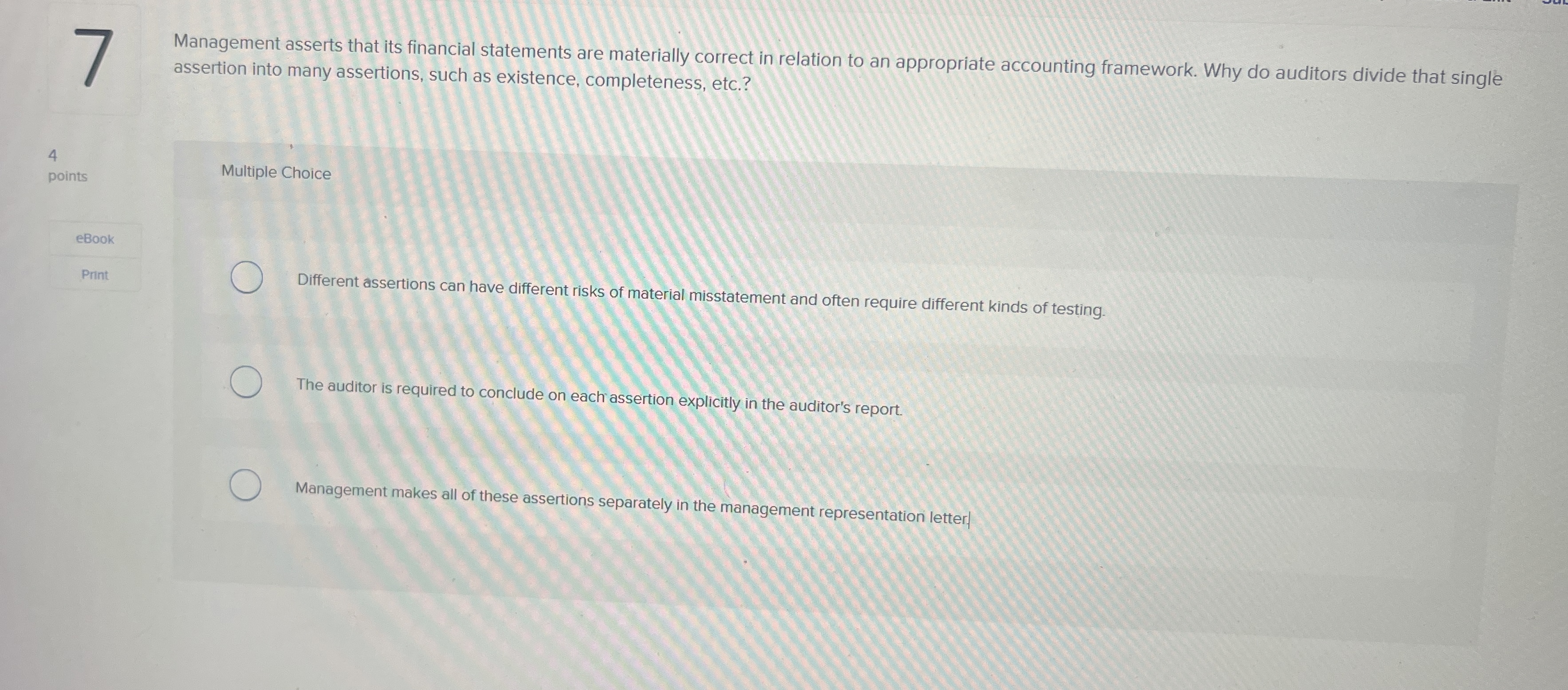 Solved Management asserts that its financial statements are | Chegg.com