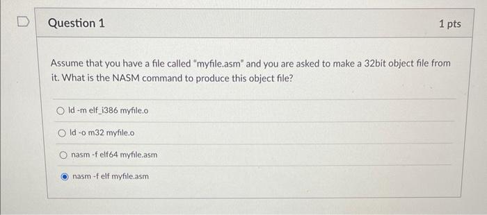 Solved Assume that you have a file called "myfile.asm" and | Chegg.com