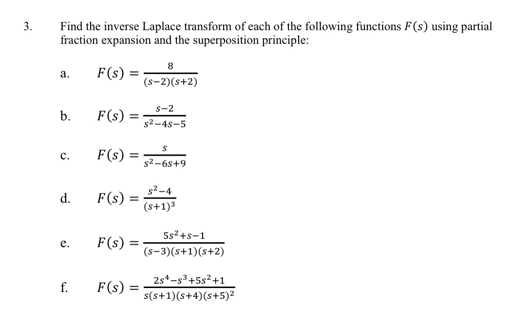 Solved Find the inverse Laplace transform of each of the | Chegg.com
