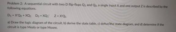 Solved Problem 2: A sequential circuit with two D flip-flops | Chegg.com