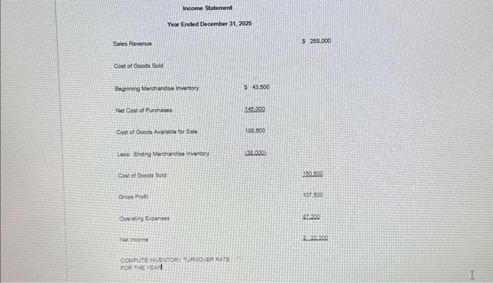 Solved Income Statement Year Ended December 31, 2025 Sales | Chegg.com