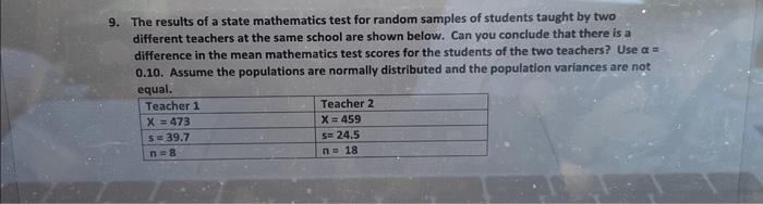 Solved The results of a state mathematics test for random | Chegg.com