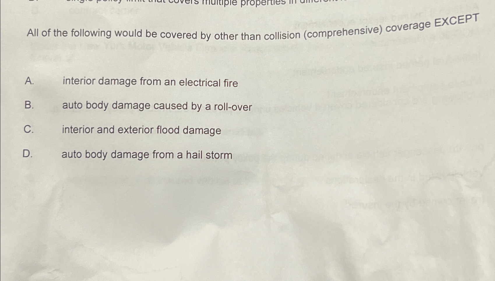 Solved All of the following would be covered by other than | Chegg.com