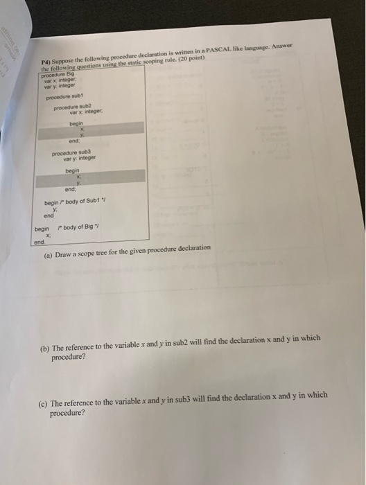 P6) Given C Code, Answer the following questions (30 | Chegg.com
